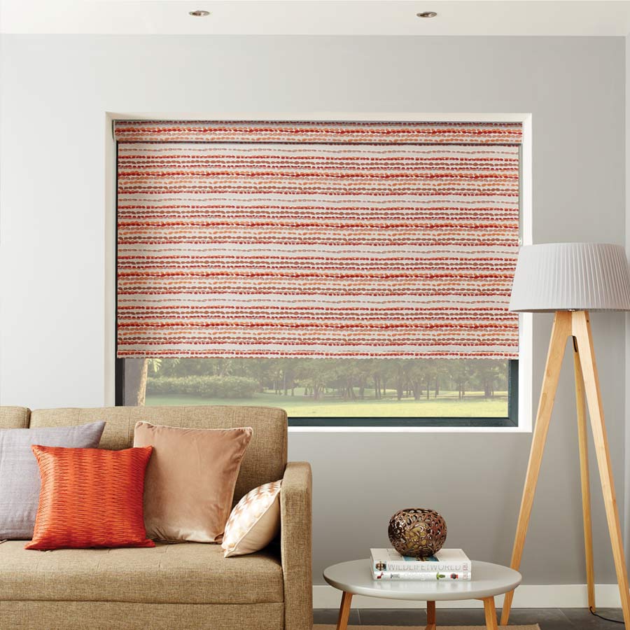 Lineflower Red Roller Blind - BudgetBlinds