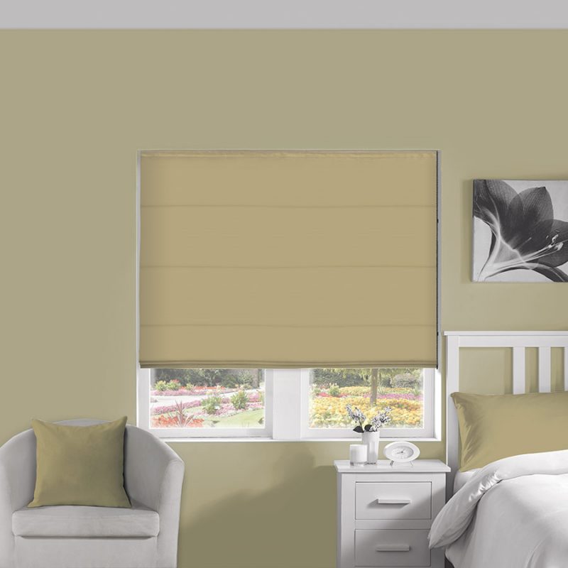 Raffia Sea Blue Velvet Roman Blind - BudgetBlinds